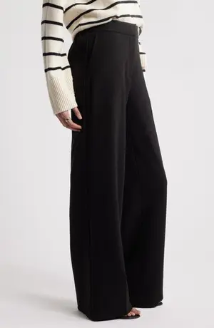 Nordstrom The Lennox Wide-leg Trousers - Black