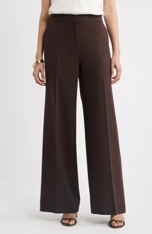Nordstrom The Lennox Wide-leg Trousers - Brown Mole