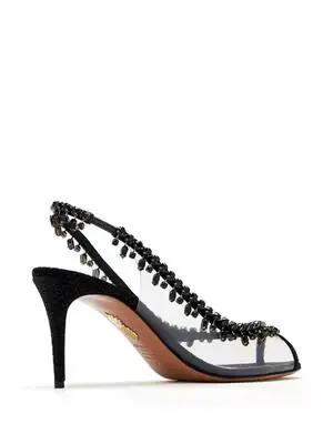 AQUAZZURA 75mm Temptation Crystal Pumps - Black