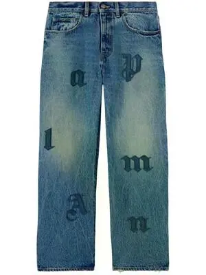 Palm Angels Logo Patch Straight Jeans - Blue