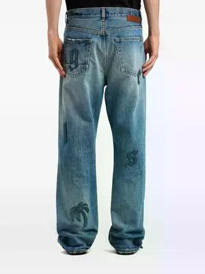 Palm Angels Logo Patch Straight Jeans