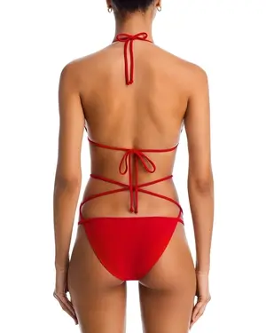 Norma Kamali Criss Cross Bikini Set - Tiger Red