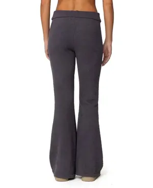 EDIKTED Plush Flared Pants - Dark-gray