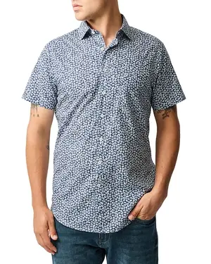 Rodd & Gunn Bentham Printed Short Sleeve Button Front Shirt - Cornflower