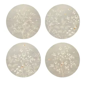 ADDISON ROSS Chinoiserie Lacquer Round 15 Placemats, Set Of 4 Grey