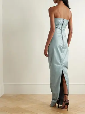 Rick Owens Strapless Cutout Coated-denim Gown - Blue