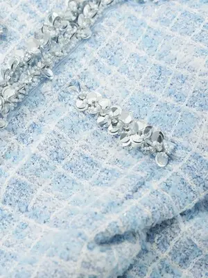 SELF-PORTRAIT Embellished Checked Bouclé-tweed Cardigan
