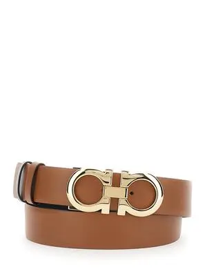 FERRAGAMO Salvatore Ferragamo Reversible Leather Belt With Gancini Buckle Brown