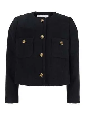 Ba&sh Meredith Crop Jacket With Metal Buttons - Black