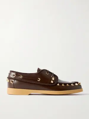 Valentino Garavani Palm Avenue Studded Leather Loafers - Brown