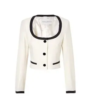 Nina Ricci Cropped Wool-gabardine Jacket - White