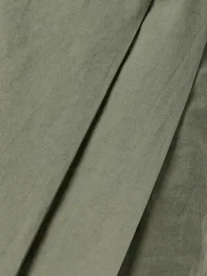 Brunello Cucinelli Pleated Wide-leg Cotton-blend Pants - Green