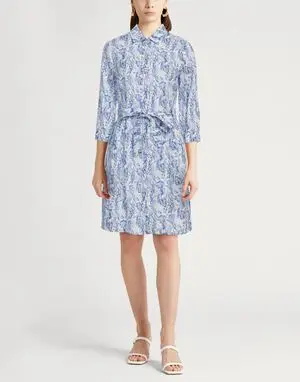 120% Lino Mini Floral-print Linen Shirt Dress
