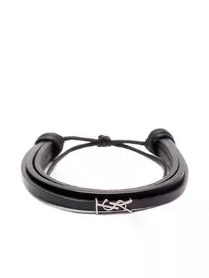 Saint Laurent Logo-plaque Bracelet - Black