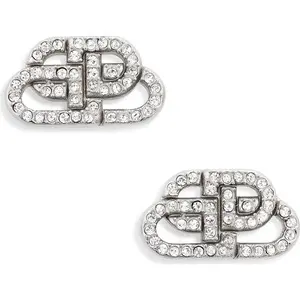 Balenciaga Crystal Interlocking Bb Stud Earrings