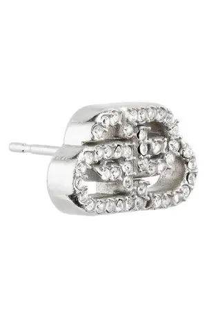 Balenciaga Crystal Interlocking Bb Stud Earrings
