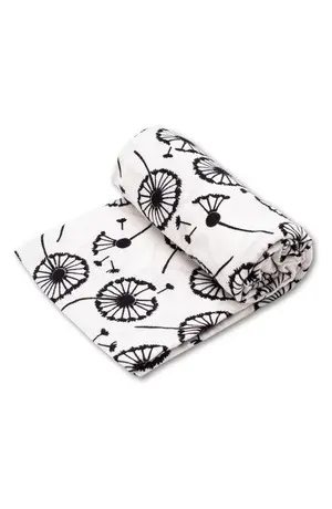 ETTA LOVES Xl Dandelion Sensory Organic Cotton Muslin Blanket - Black And White
