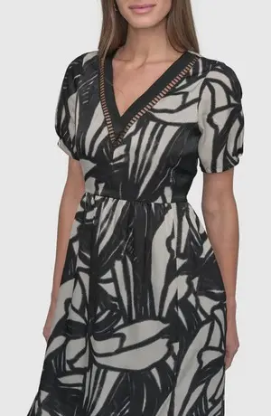 Dkny Print Ladder Stitch Dress