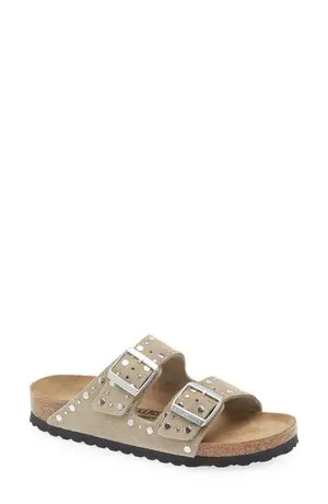 BIRKENSTOCK Arizona Studded Slide Sandal - Taupe