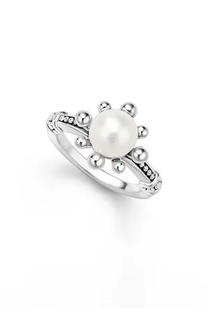 Lagos Luna Fleur Cultured Pearl Ring - Silver