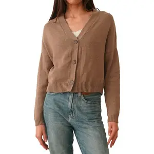 PANEROS CLOTHING Diana Cropped Cardigan - Mocha