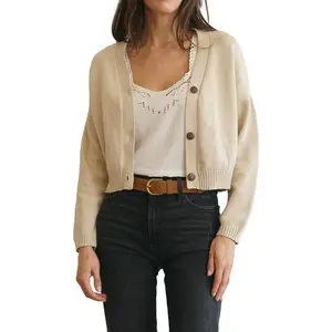 PANEROS CLOTHING Diana Cropped Cardigan - Sand