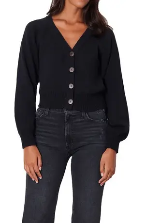 PANEROS CLOTHING Cropped Cotton Cardigan - Black