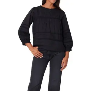 PANEROS CLOTHING Dawn Lace Inset Blouse - Black