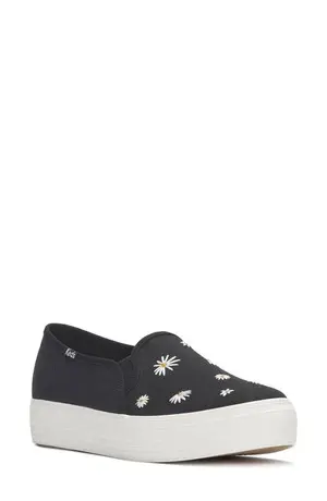 Keds® Triple Kick Slip-on Sneakers - Black/ Snow White