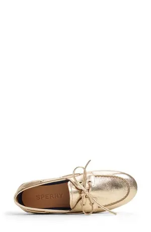 Sperry Slim Boat Shoe - Gold Leather Crinkle