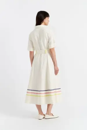 Chinti & Parker Starboard Linen Blend Shirt Dress - Cream