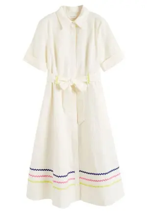 Chinti & Parker Starboard Linen Blend Shirt Dress - Cream