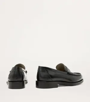 ALLSAINTS Leather Bloom Loafers - Black