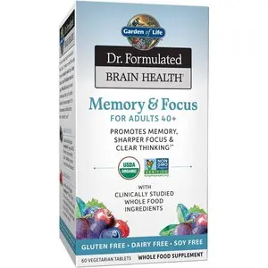 GARDEN OF LIFE Dr. Formulated Brain Health Memory & Focus For Adults 40+ 60 Tablets - One-color