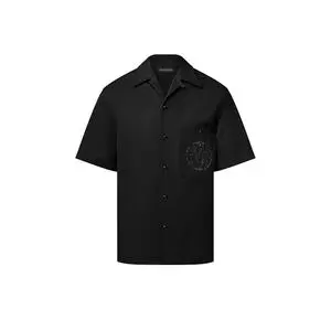 LOUIS VUITTON Embroidered Shortsleeved Cotton Shirt - Black