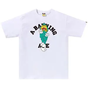 A BATHING APE Tiger Milo College Tee - White