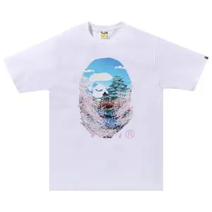 A BATHING APE Sakura Photo Ape Head Tee - White