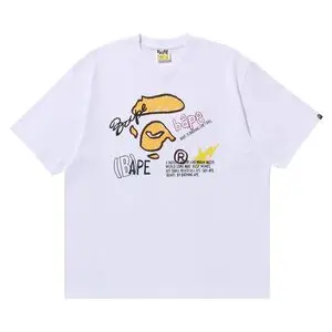 A BATHING APE Hand Draw Graphic Relaxed Fit Tee - White