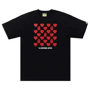 A BATHING APE Heart Pattern Box Tee - Black
