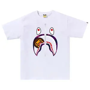 A BATHING APE Color Camo Milo Shark Tee 'white/purple' White