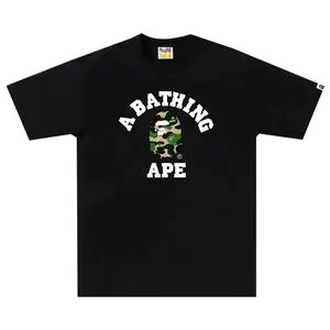 A BATHING APE Abc Camo College Tee /green - Black