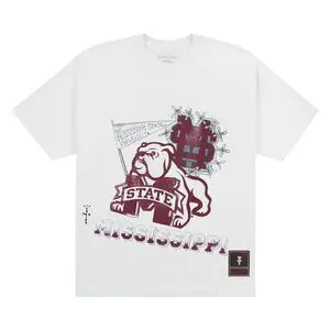 CACTUS JACK BY TRAVIS SCOTT X Mitchell & Ness Mississippi State University Handdrawn Tee - White