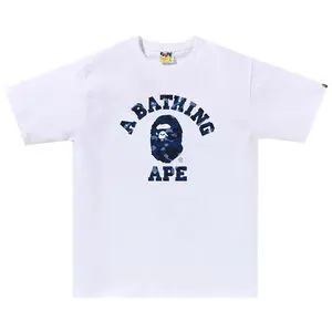 A BATHING APE Color Camo College Tee /navy - White