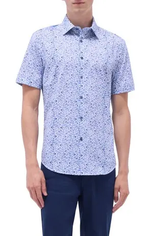 Bugatchi Miles Ooohcotton® Short Sleeve Button-up Shirt - Classic Blue