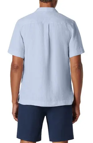 Bugatchi Linen Camp Shirt - Sky