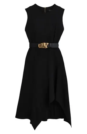 donna karan lace handkerchief dress Donna Karan New York Belted Handkerchief Hem Dress In Black - 25% Off