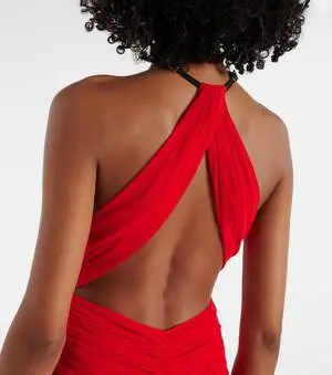MUGLER Ruched Halterneck Midi Dress