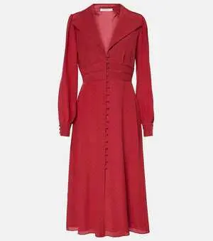 Alessandra Rich Polka-dot Silk Midi Dress