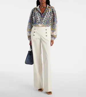 Etro Cotton-blend Wide-leg Trousers