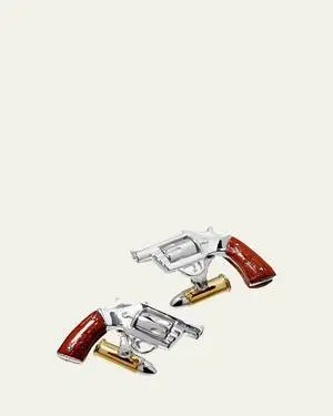 JAN LESLIE Gun And Bullet Cufflinks - Silver